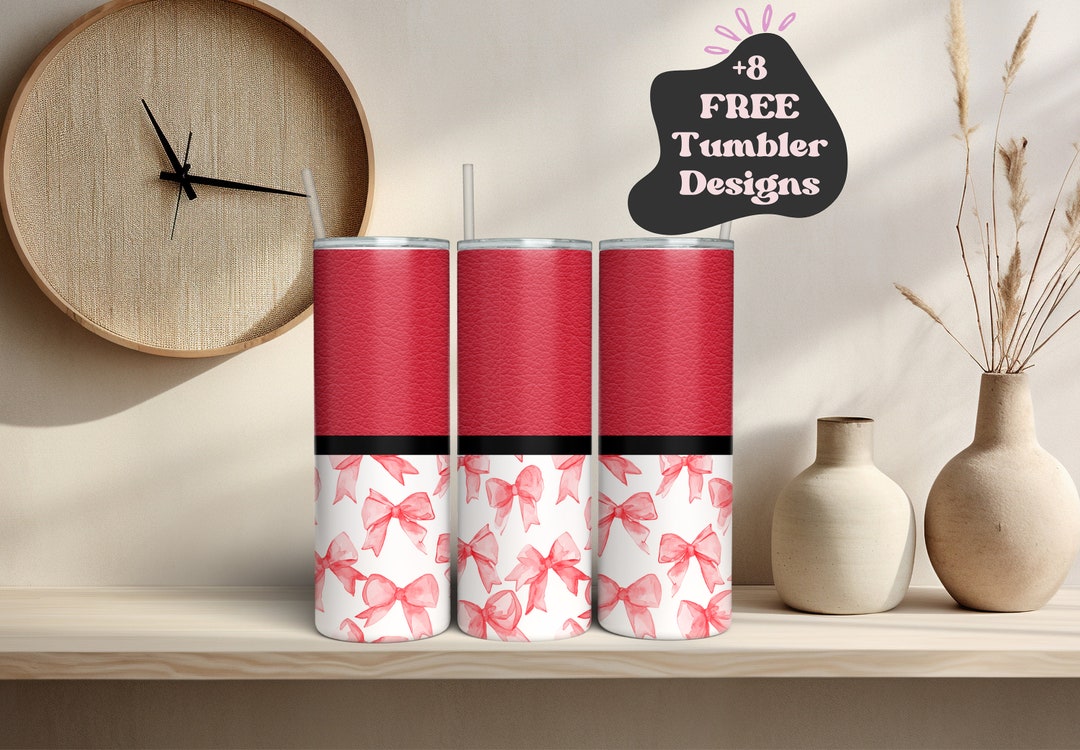 Red Bows Tumbler Wrap | Red Bow Tumbler PNG Wrap | Coquette Tumbler ...