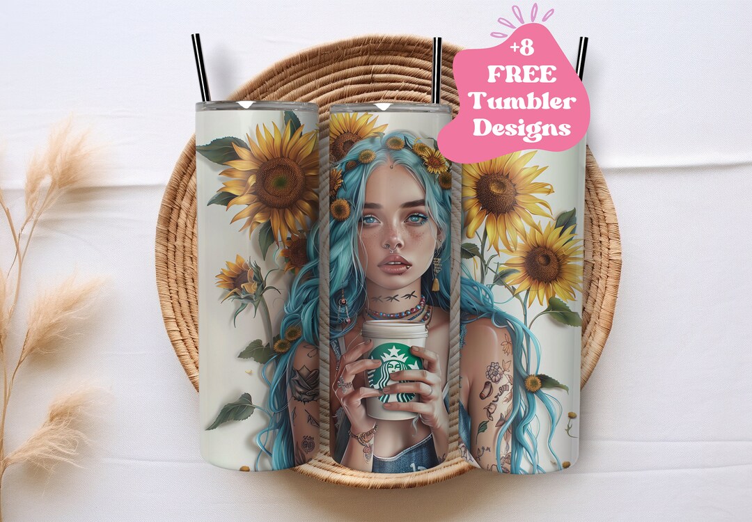 Badass Chick Tumbler Wrap | Sunflower Tumbler PNG | Floral 20oz Tumbler ...