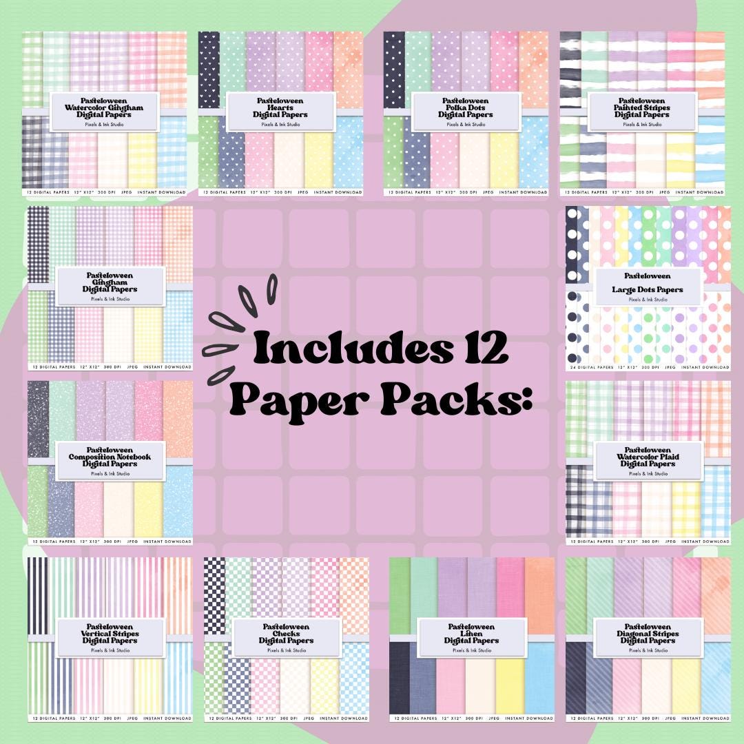 Pasteloween Digital Paper Bundle - Digital Scrapbook Paper Bundle ...