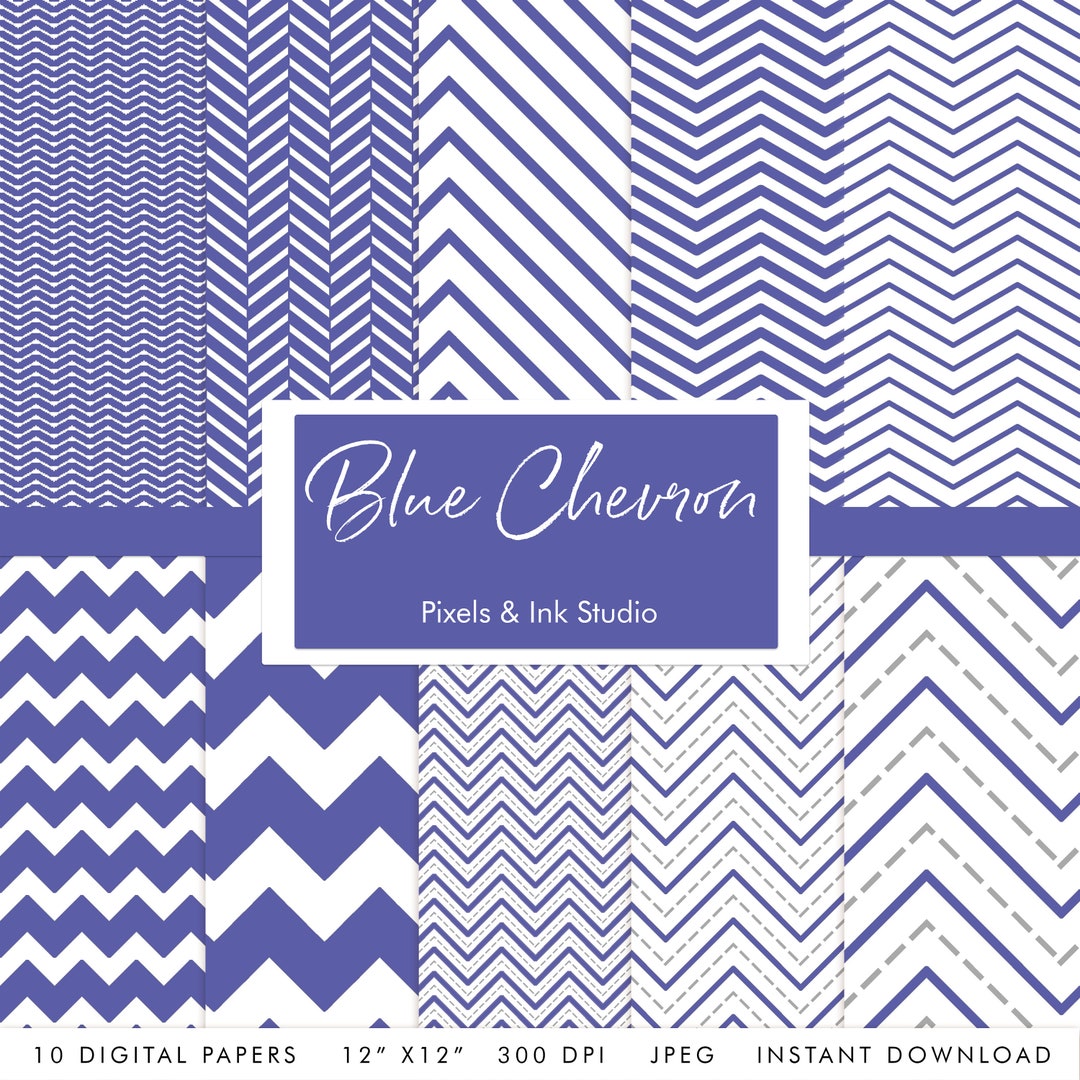Blue Chevron Digital Paper - Chevron Digital Scrapbook Paper ...