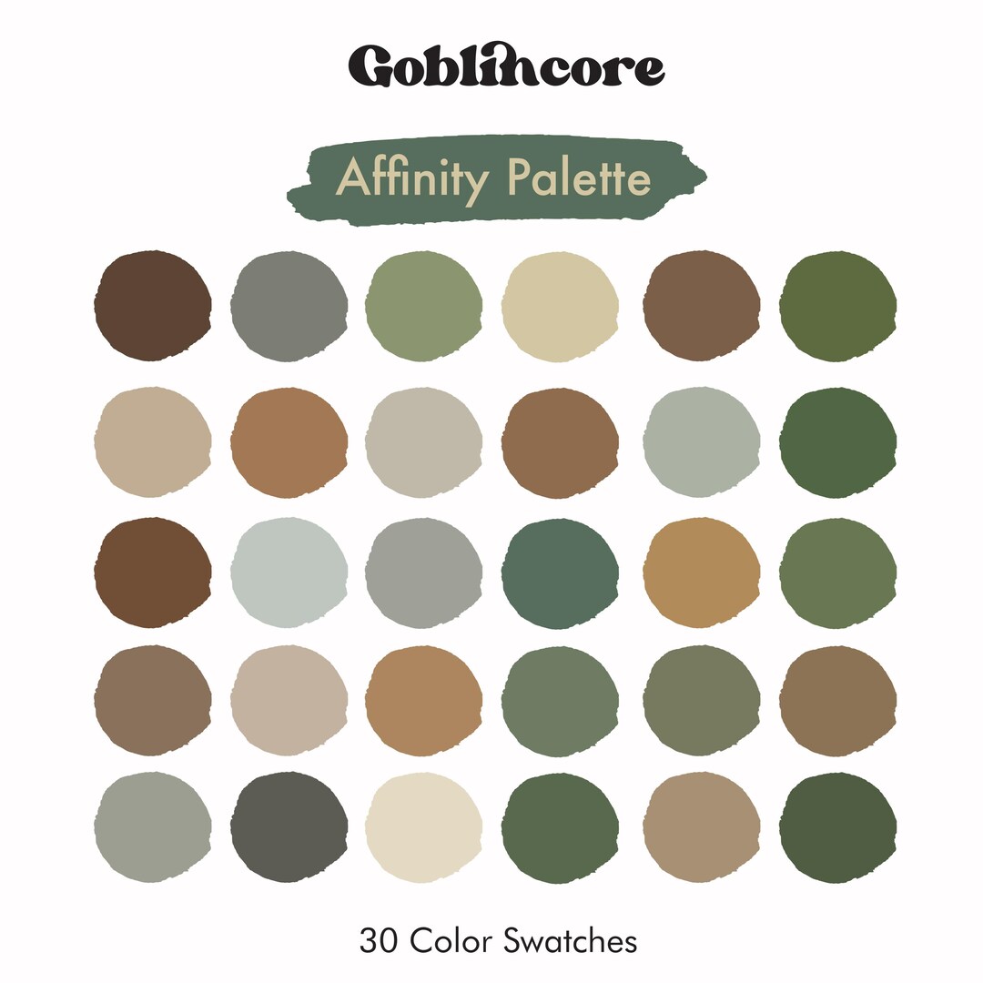 Goblincore Affinity Color Palette, Earthy Natural Colors for Digital ...