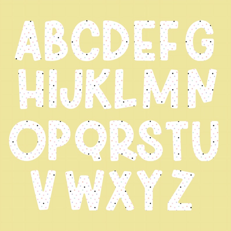 Spring Polka Dot Alpha Doodle Set Polka Dot Alphabet Letter Clipart ...