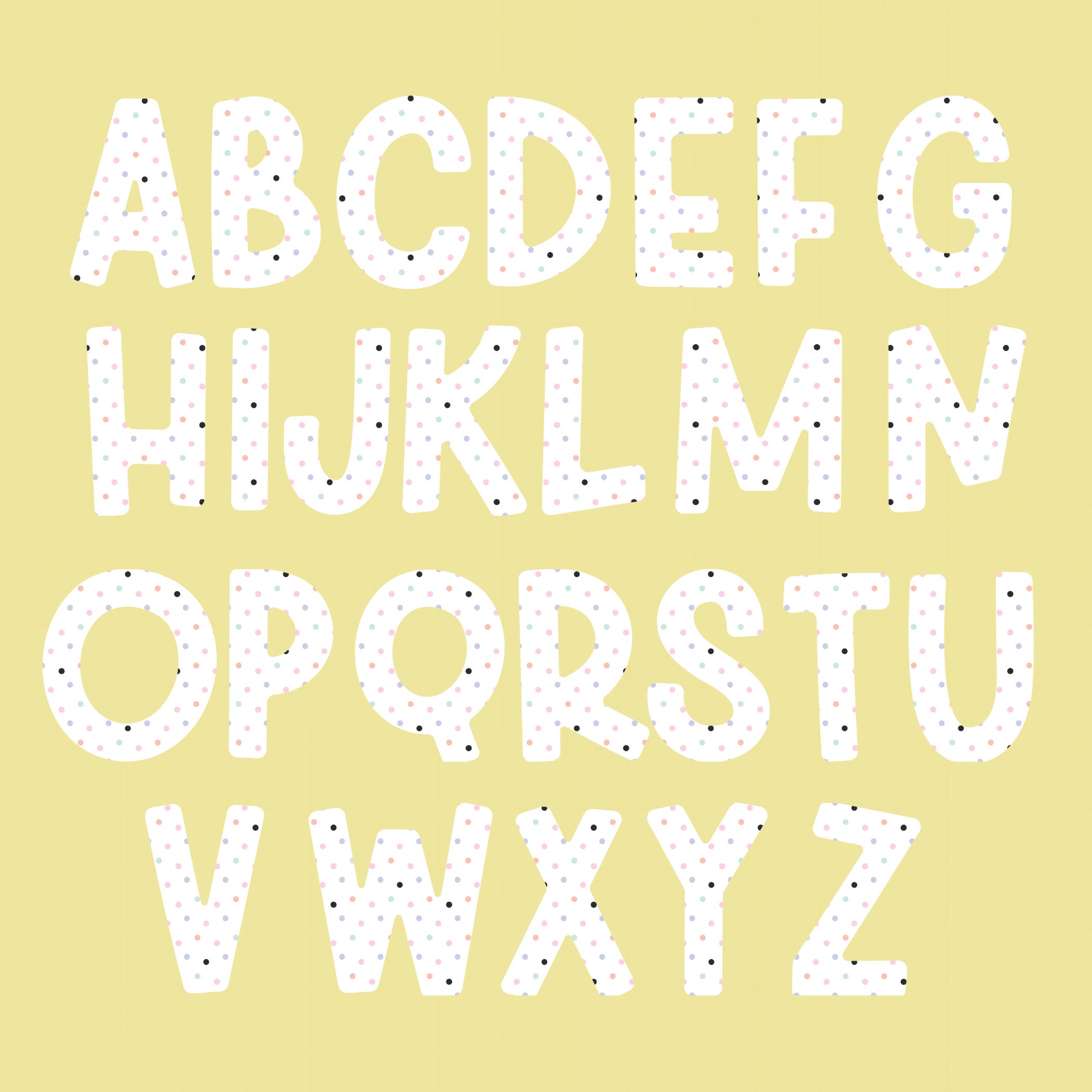 Spring Polka Dot Alpha Doodle Set Polka Dot Alphabet Letter Clipart ...