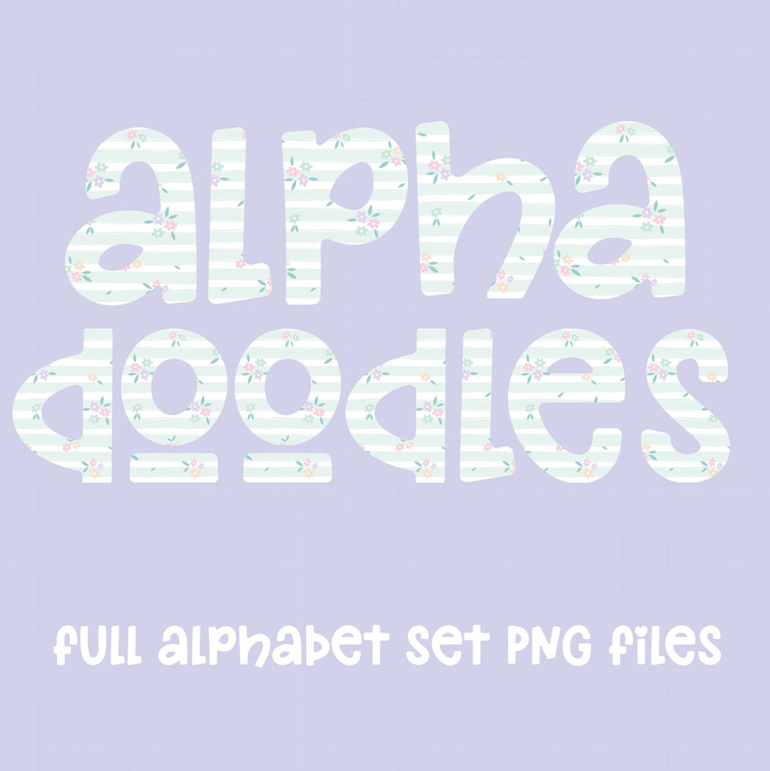 Stripes and Flowers Alpha Doodle Set | Spring Flowers Alphabet Letter ...