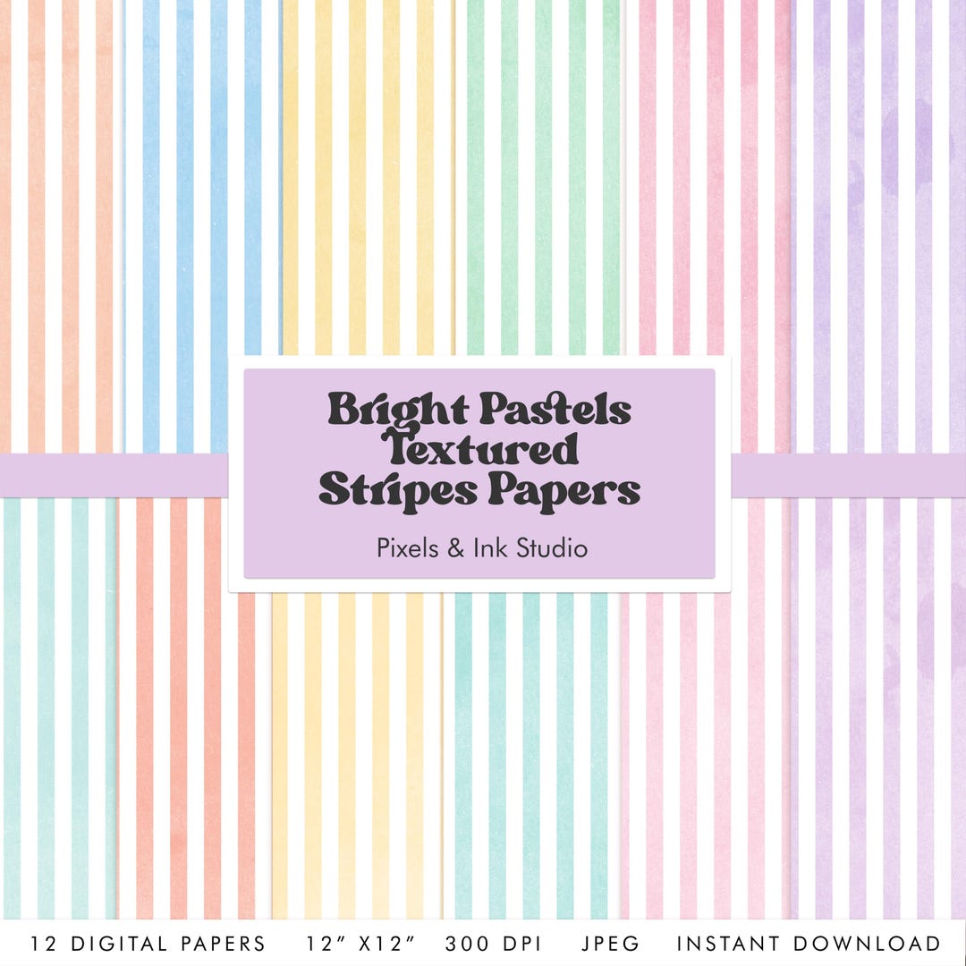 Bright Pastels Vertical Stripes Digital Paper - Skinny Stripes Digital ...