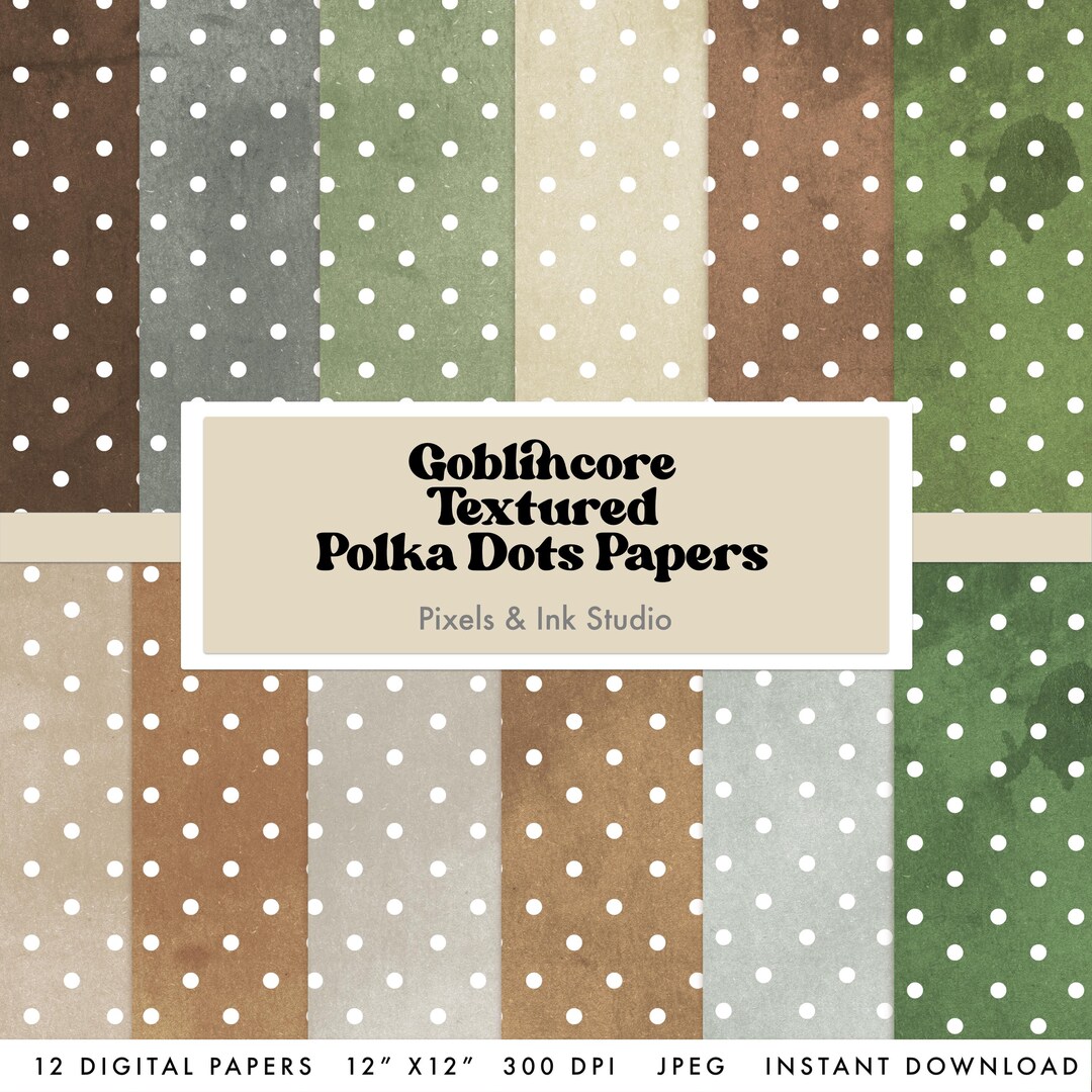 Goblincore Dots Digital Paper - Polka Dots Digital Scrapbook Paper ...