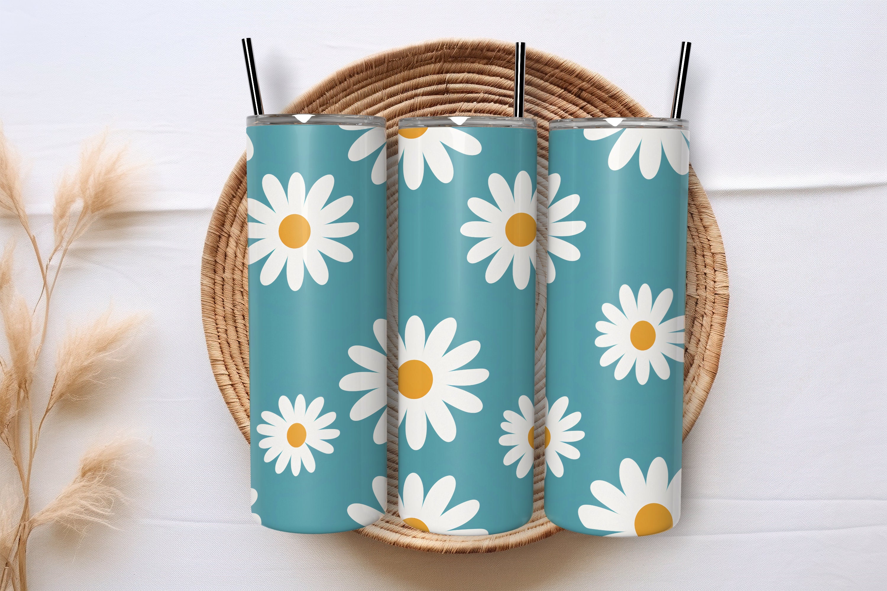 Daisy Flower Power Tumbler Wrap Simple Daisy Floral Tumbler PNG Wrap ...