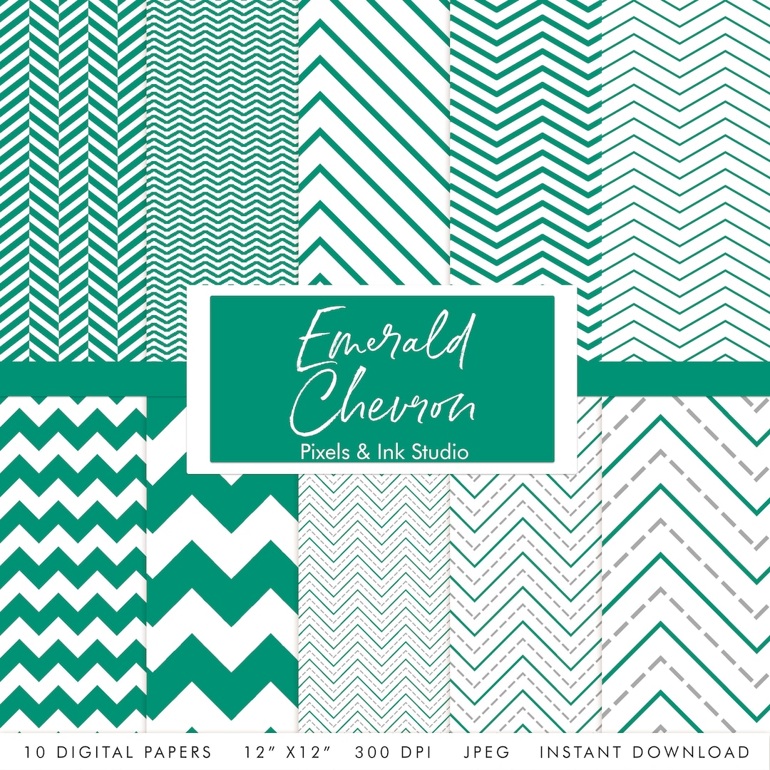 Emerald Chevron Digital Paper - Chevron Digital Scrapbook Paper ...