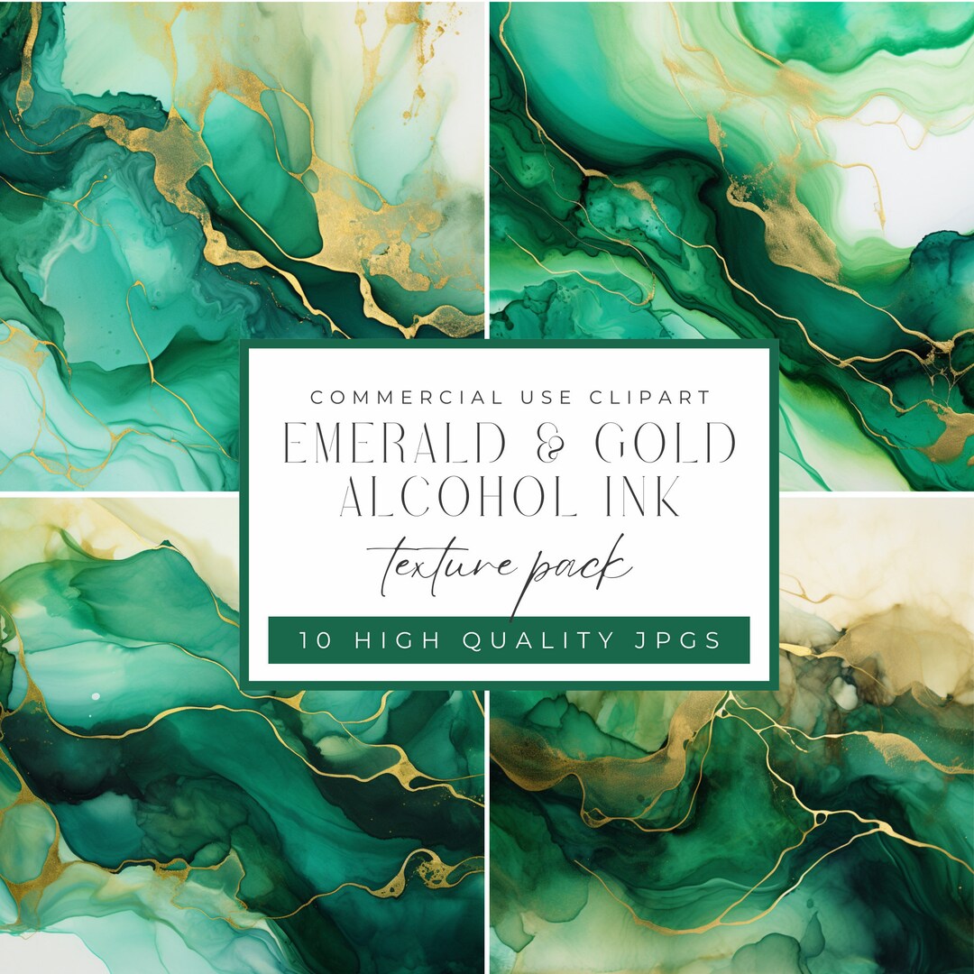 Emerald and Gold Alcohol Ink Texture, Colorful Backgrounds and Patterns ...