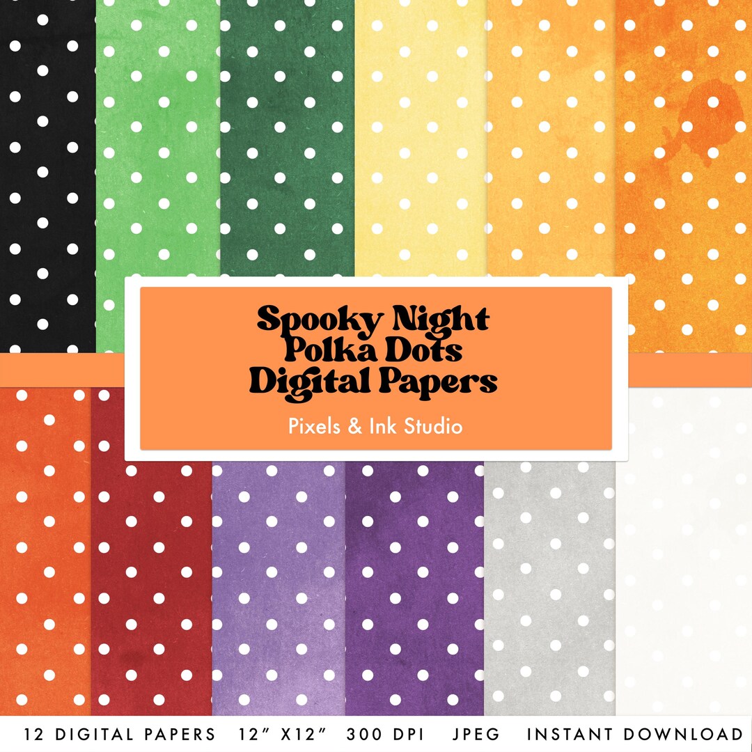Spooky Night Polka Dots Digital Paper - Halloween Dots Digital ...