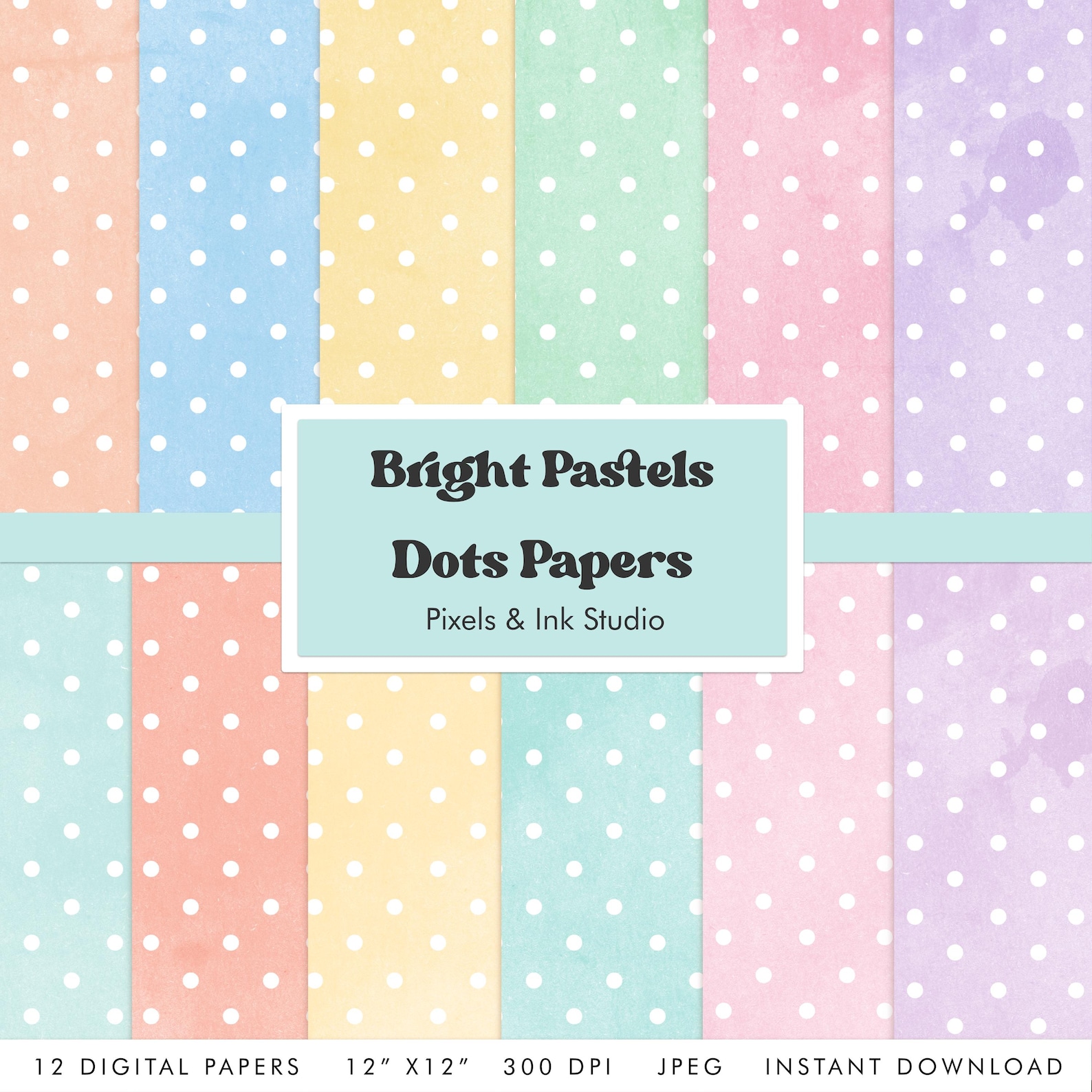 Pastel Polka Dots Digital Paper - Dots Digital Scrapbook Paper - Pastel ...