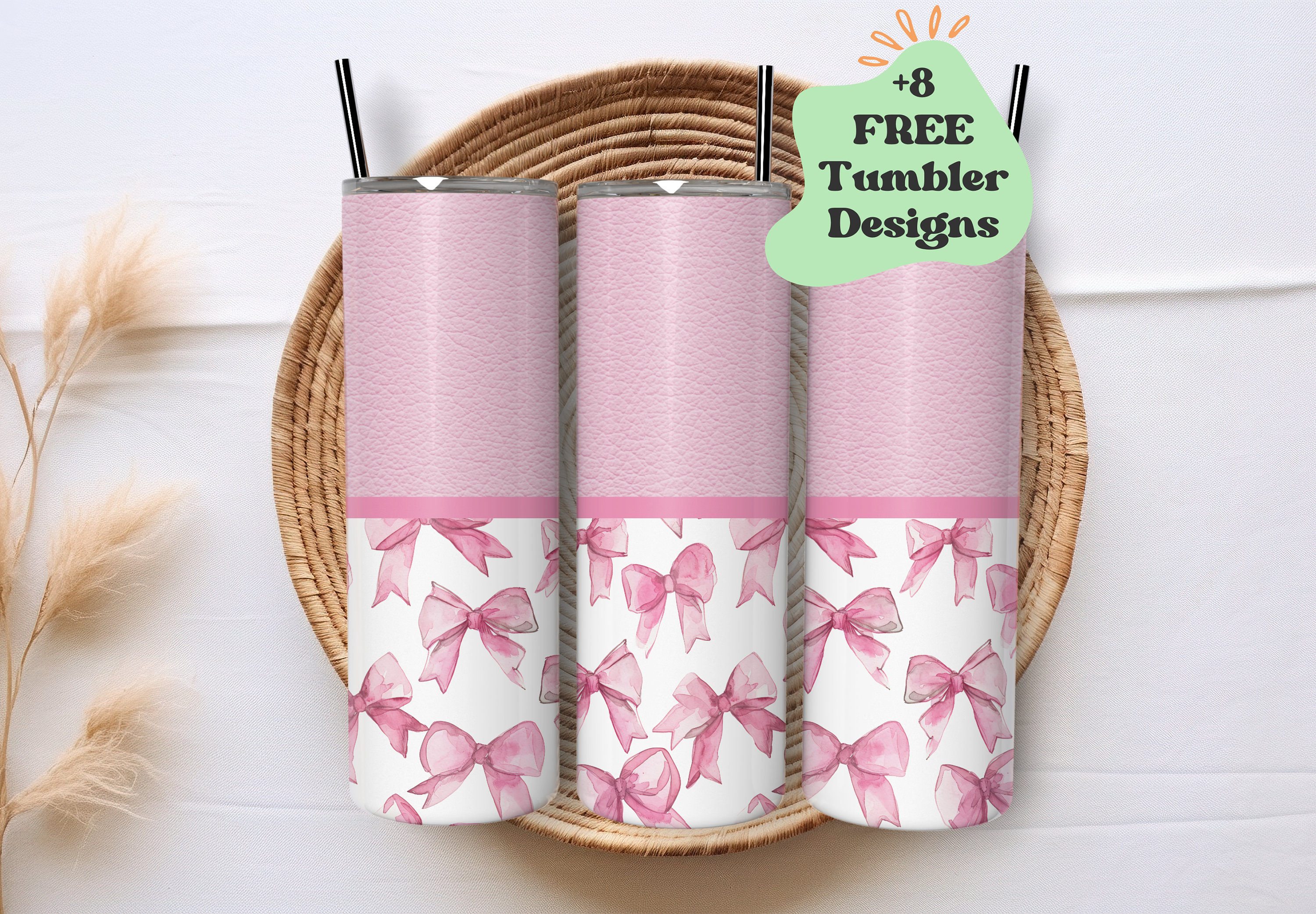 Pink Bows Tumbler Wrap | Pink Bow Tumbler PNG | Coquette Tumbler Wrap ...
