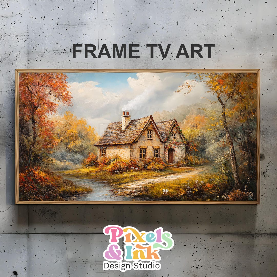 Autumn Cottage TV Art | Cottage in Forest TV Art | Fall Frame TV Art ...