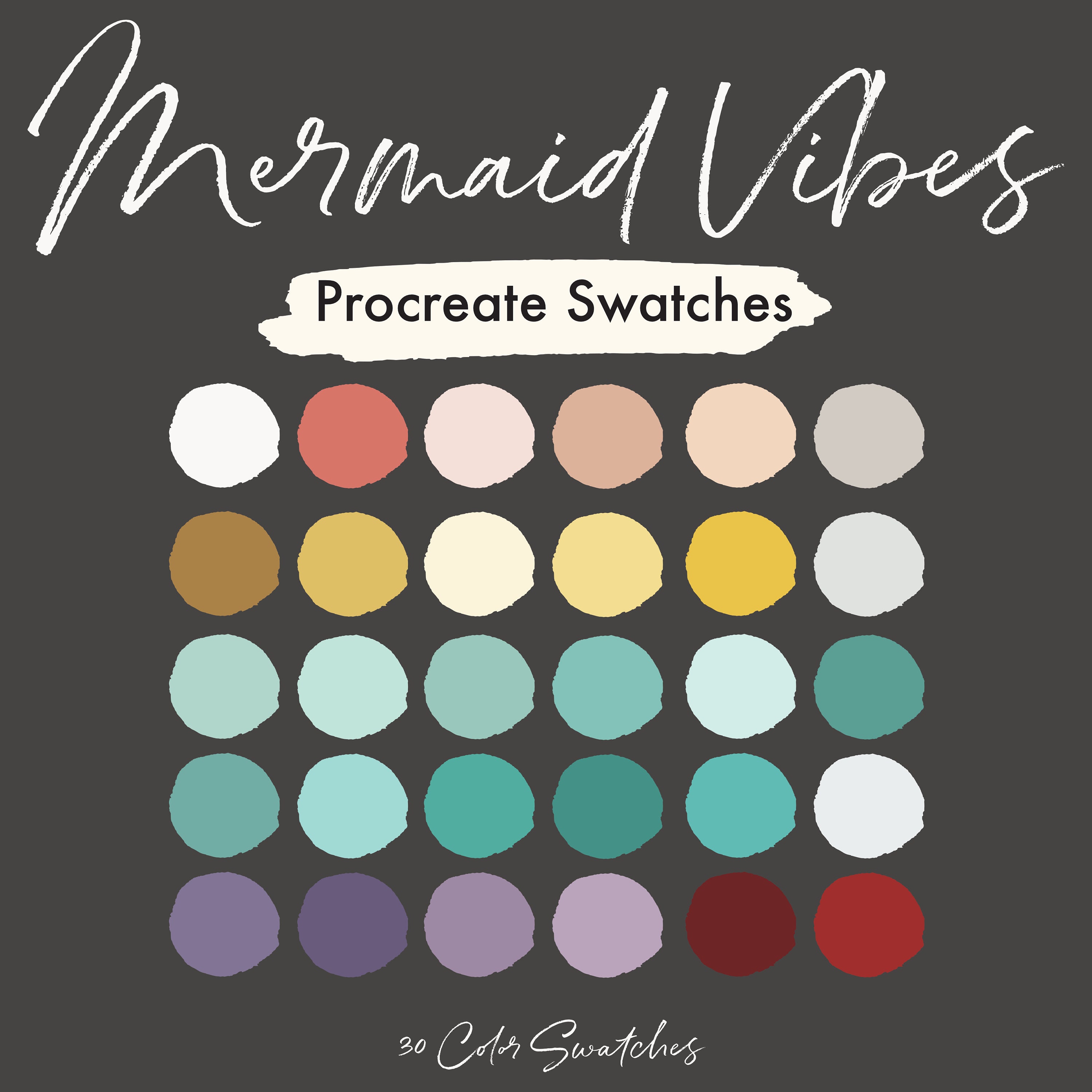 Mermaid Vibes Procreate Swatches | Princess Colors | Princess Procreate ...