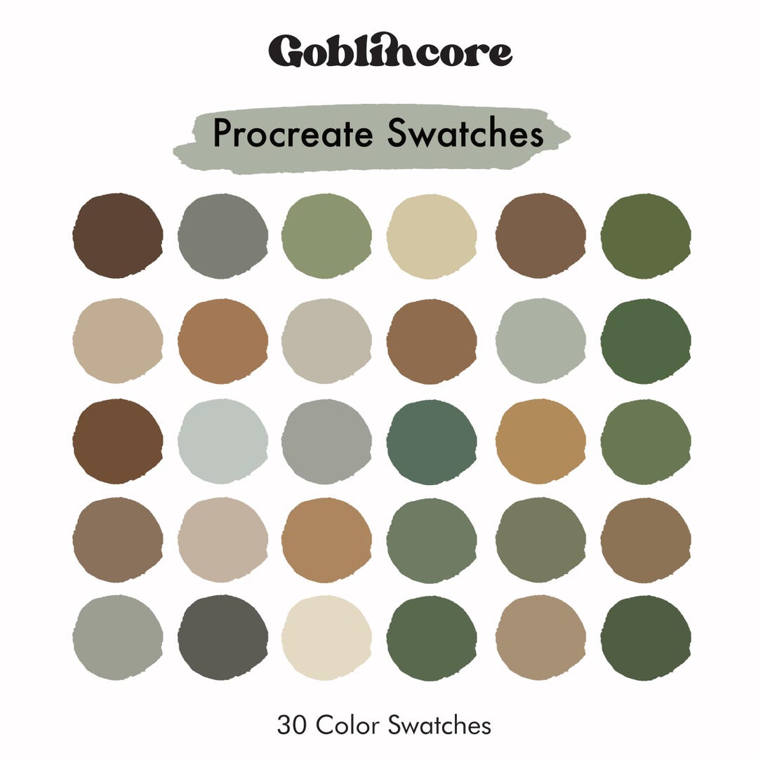 Goblincore Aesthetic Procreate Color Palette | 30 Earthy Natural ...