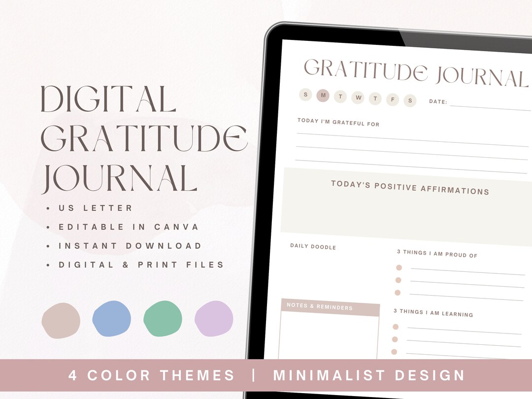 Gratitude Journal | Digital Daily Journal | Wellness Journal ...
