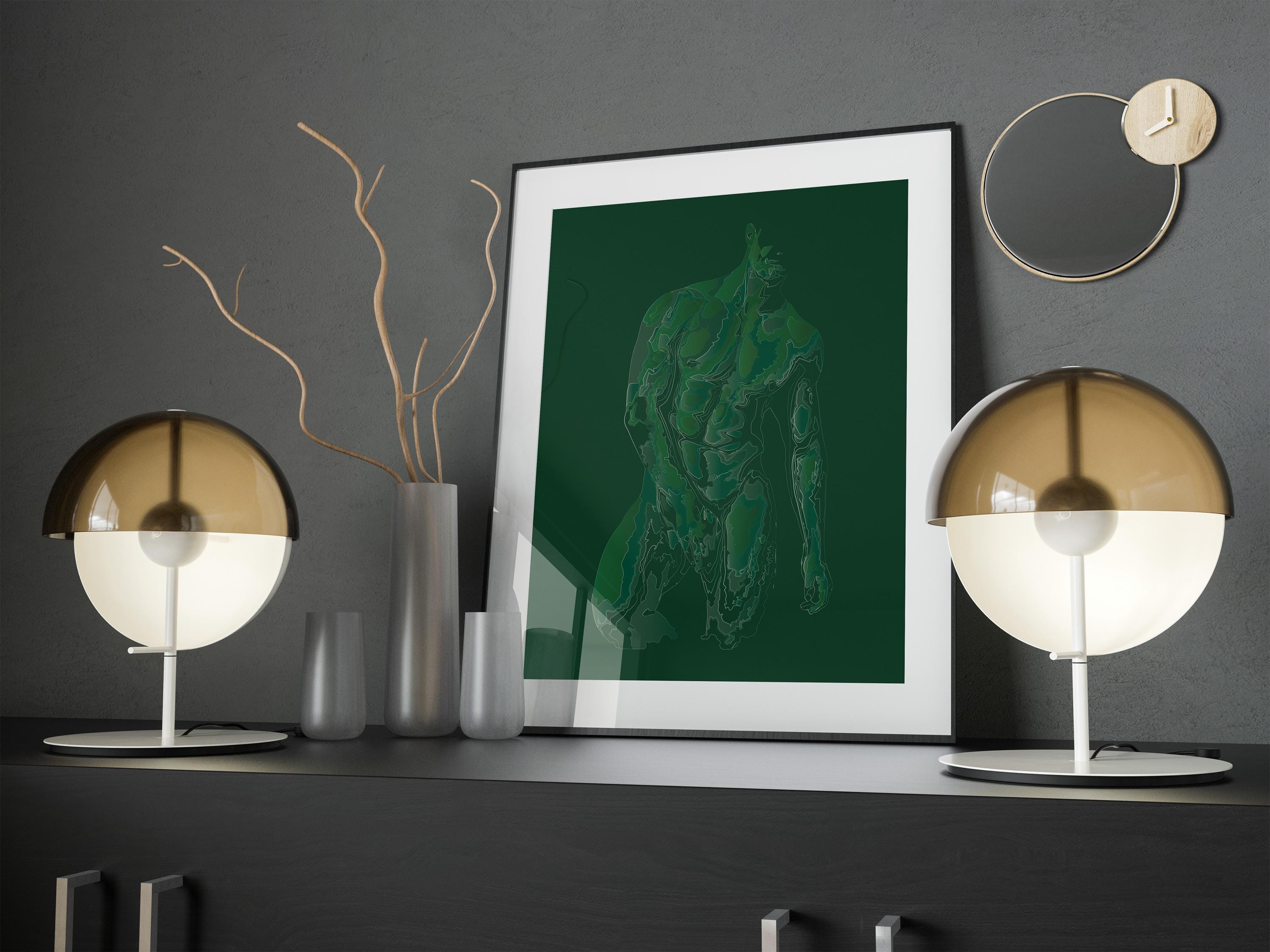 ADONIS (green) | Ready-to-frame Print, Gay Art, Male Figure Line ...