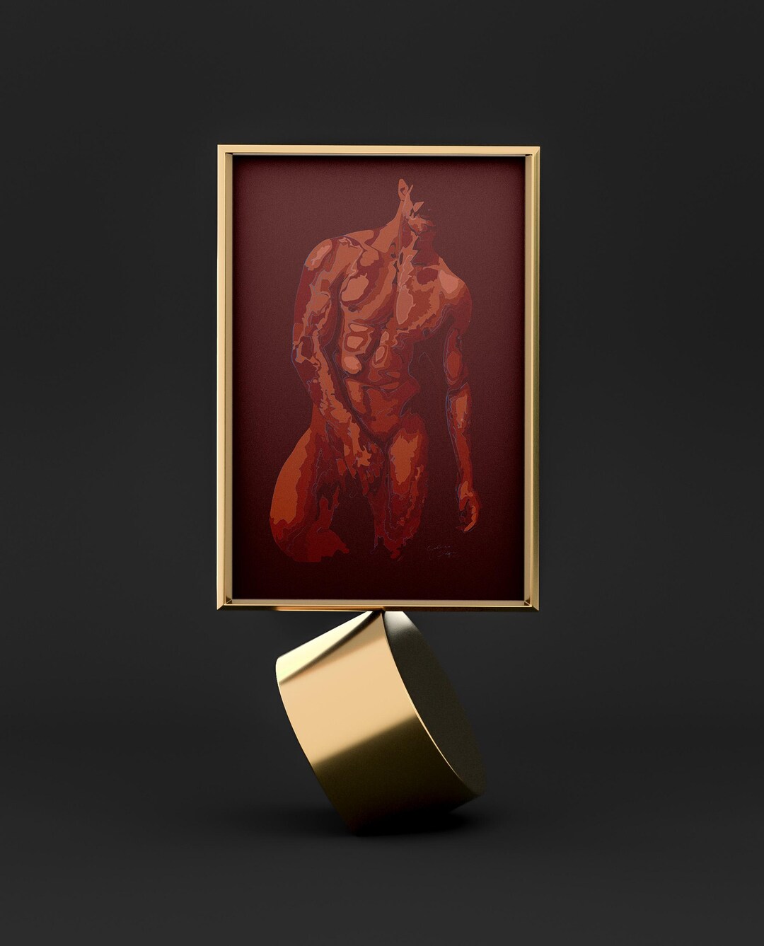 ADONIS (red) | Ready-to-frame Print, Gay Art, Male Figure Line Drawing ...