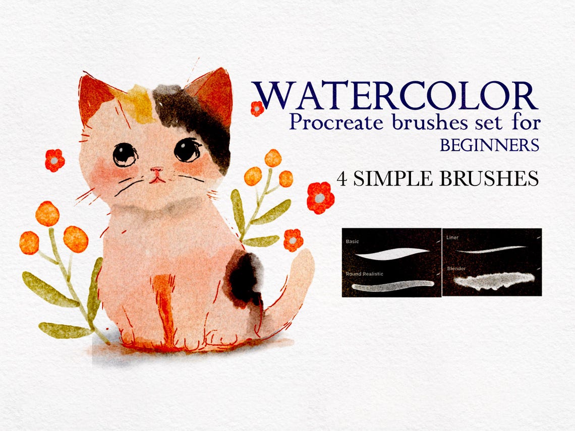 Watercolor Procreate Brushes, Watercolor Brush for Beginner, Simple ...