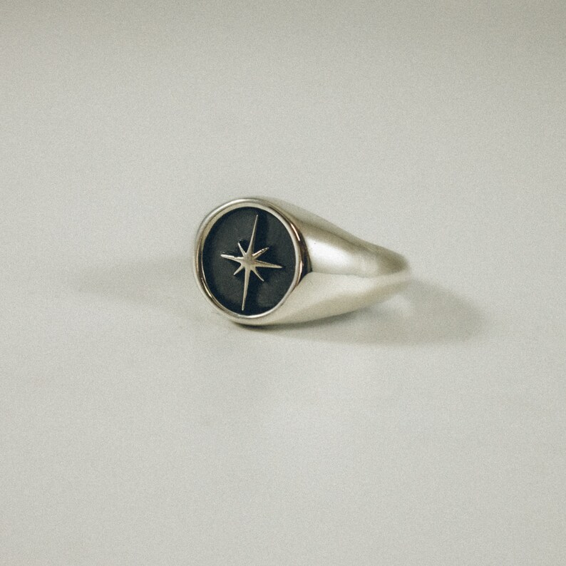 North Star Signet Ring Quality Silver Signet Ring - Etsy