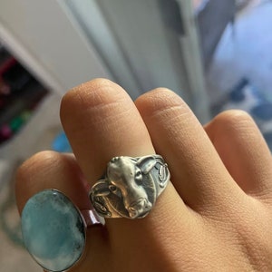 Cow Head Ring With Wheat Heart on Sides Cattle Ring Country Western ...