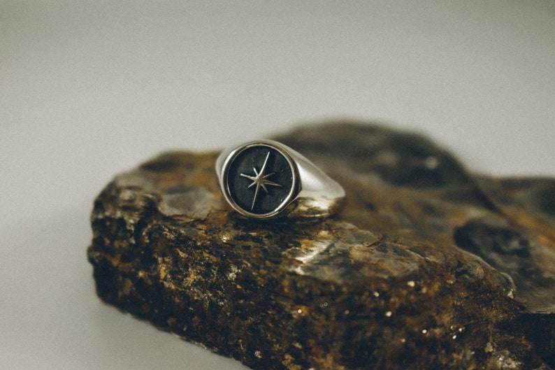 North Star Signet Ring Quality Silver Signet Ring - Etsy