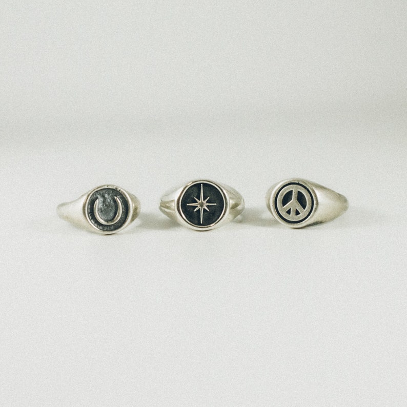 North Star Signet Ring Quality Silver Signet Ring - Etsy