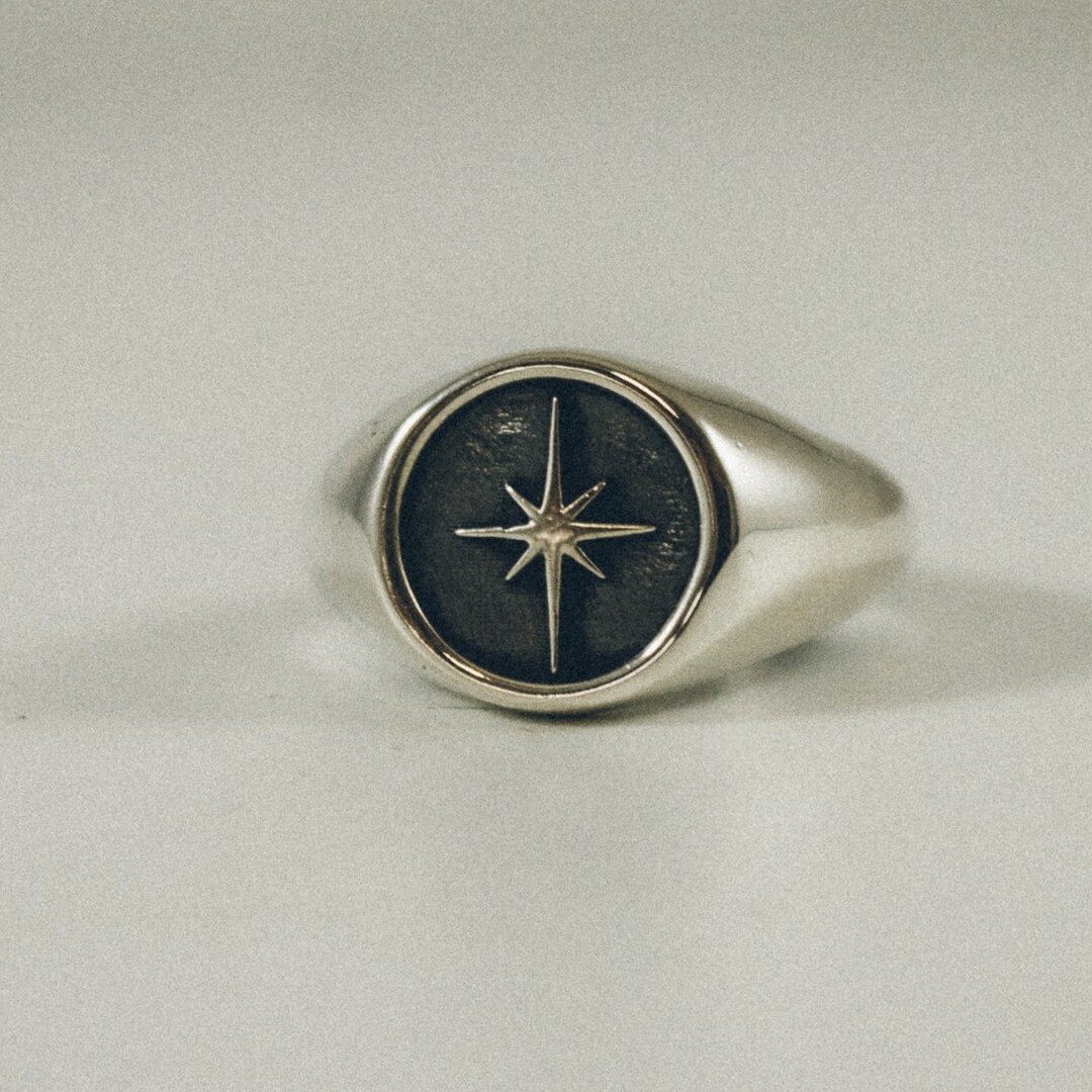 North Star Signet Ring Quality Silver Signet Ring - Etsy