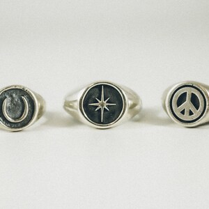 North Star Signet Ring Quality Silver Signet Ring Celestial Round Ring ...
