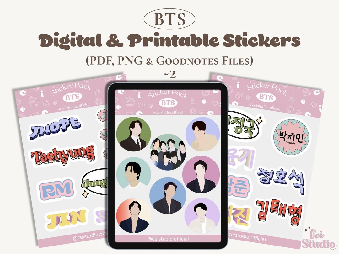 Bts 7 Sticker Pack Digital And Printable Sticker | Instant Download