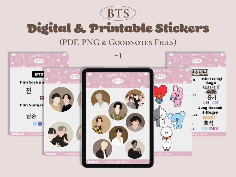 BTS 7 Printable Sticker Bundle ; INSTANT Download - Etsy