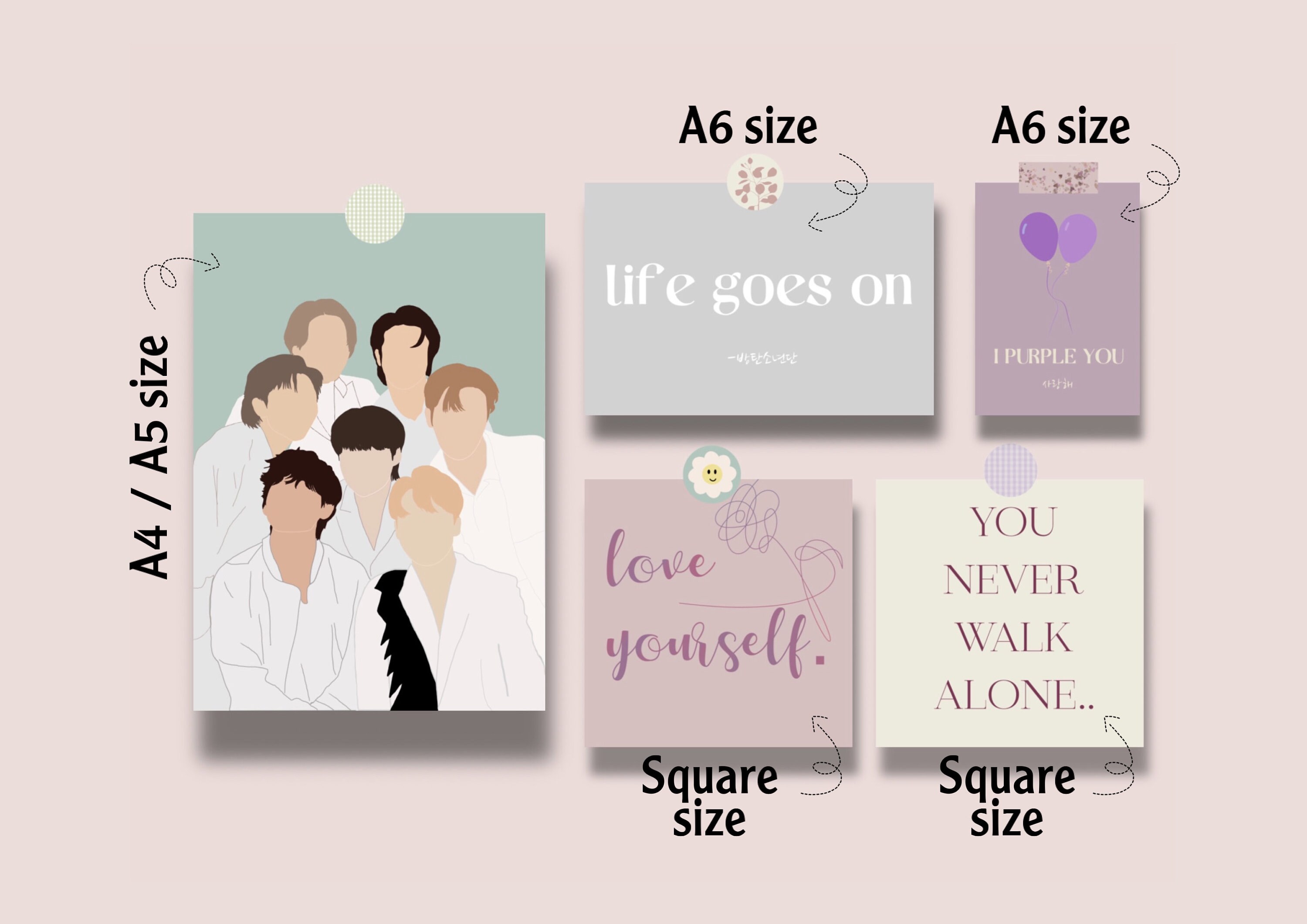 BTS Printable Wall Decor, Wall Art, BTS Digital Art Prints, Instant ...