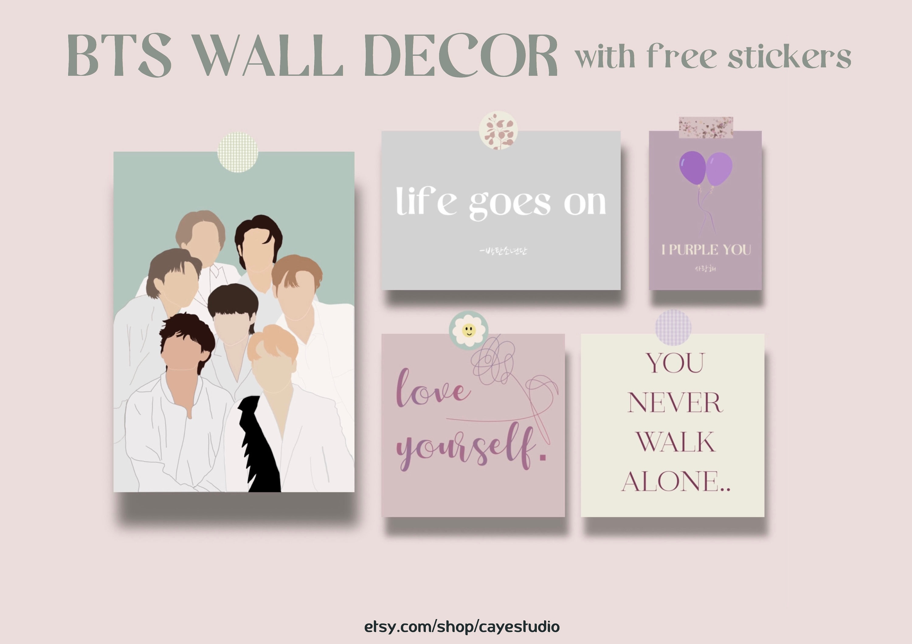 BTS Printable Wall Decor, Wall Art, BTS Digital Art Prints, Instant ...