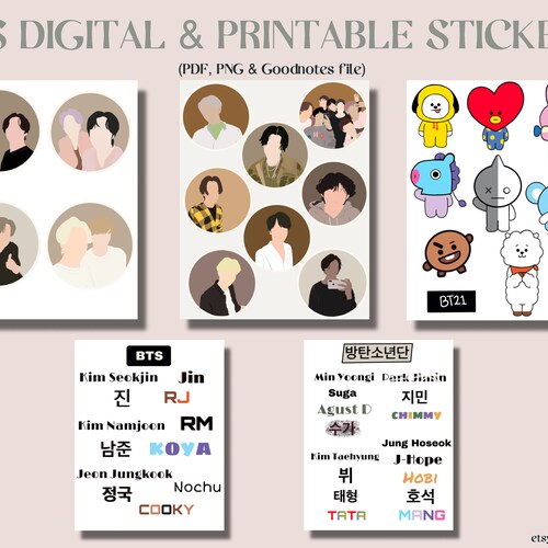 BTS 7 Printable Sticker Bundle INSTANT Download - Etsy