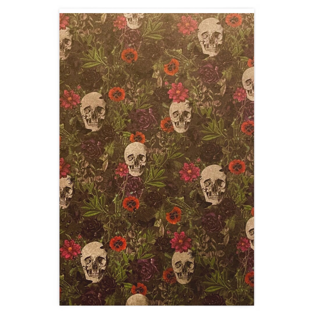 Skulls and Floral Gothic Wrapping Paper - Etsy