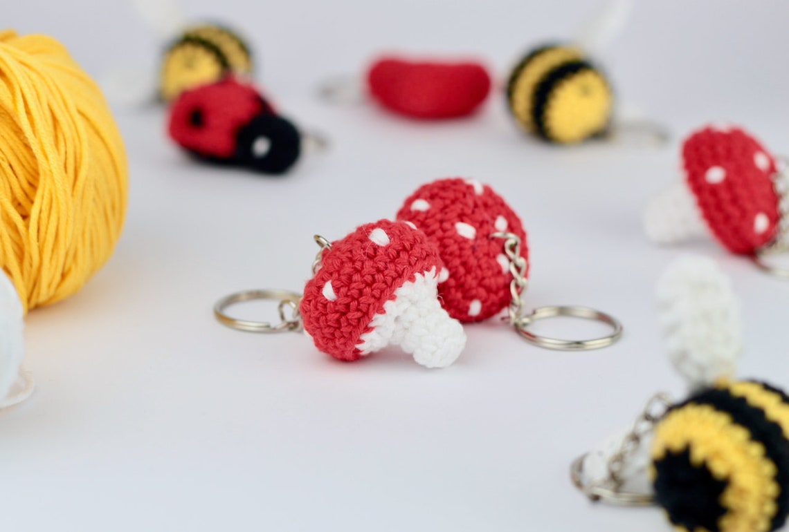 Keyring Crochet Patterns X4 PDF Crochet Toadstool Crochet - Etsy