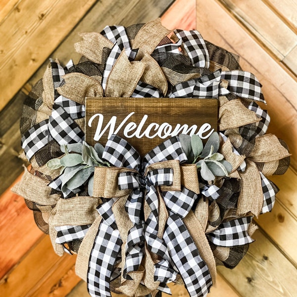 Fall Buffalo Check Wreath - Etsy