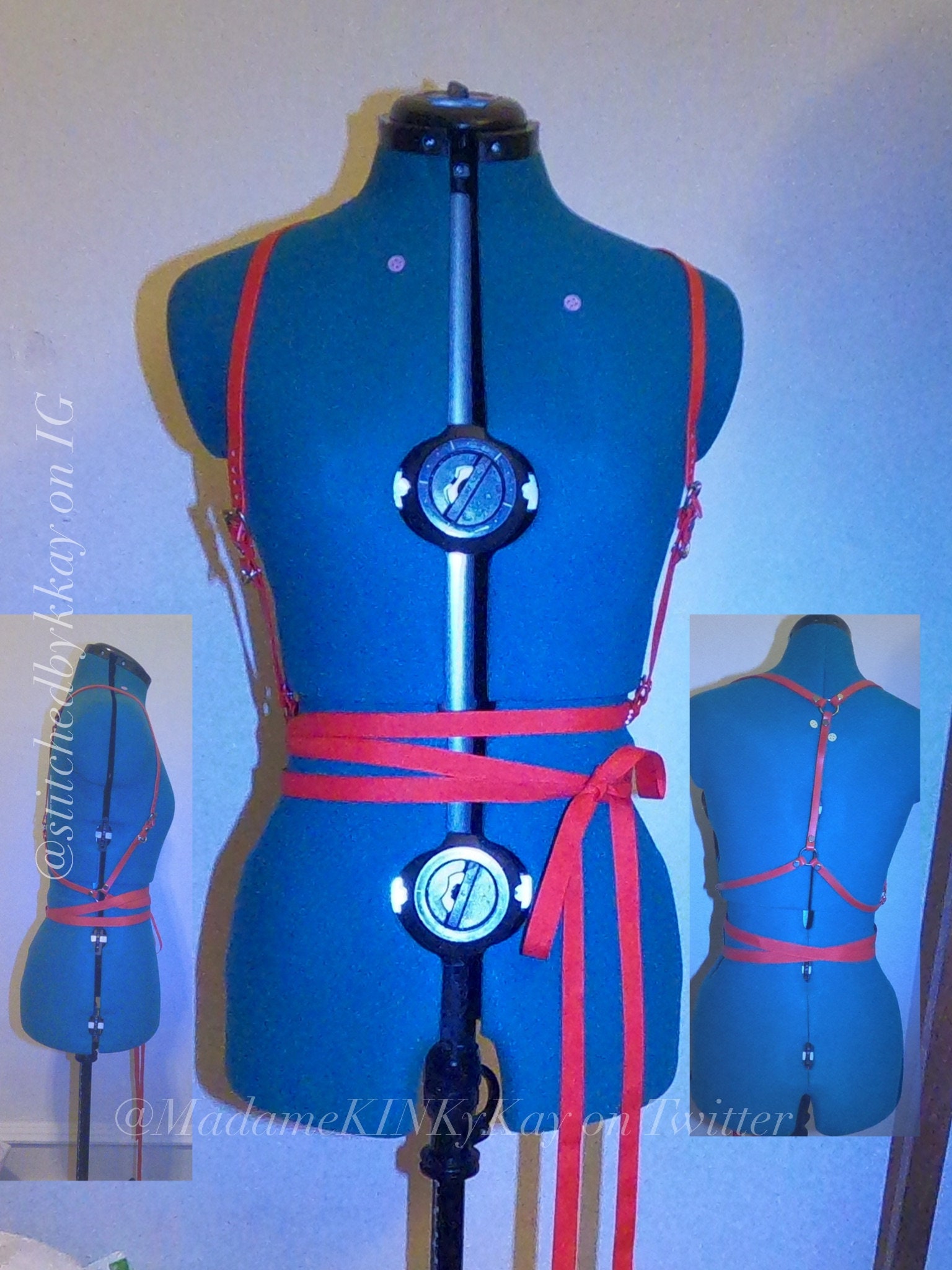 Red Leather and Ribbon Harness - Etsy