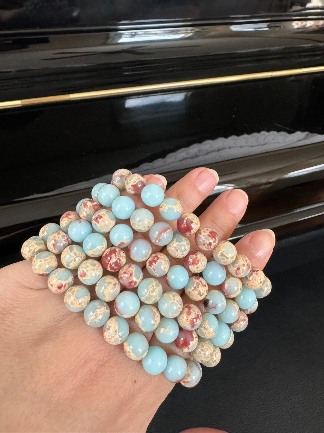 Wholesale 6PCS Shoushan Stone Gemstone Elastic Bracelet,8mm Natural ...