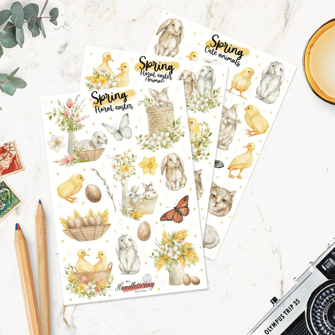 Spring Stickers/ Animals and Deco Stickers/ Easter Sticker/ - Etsy