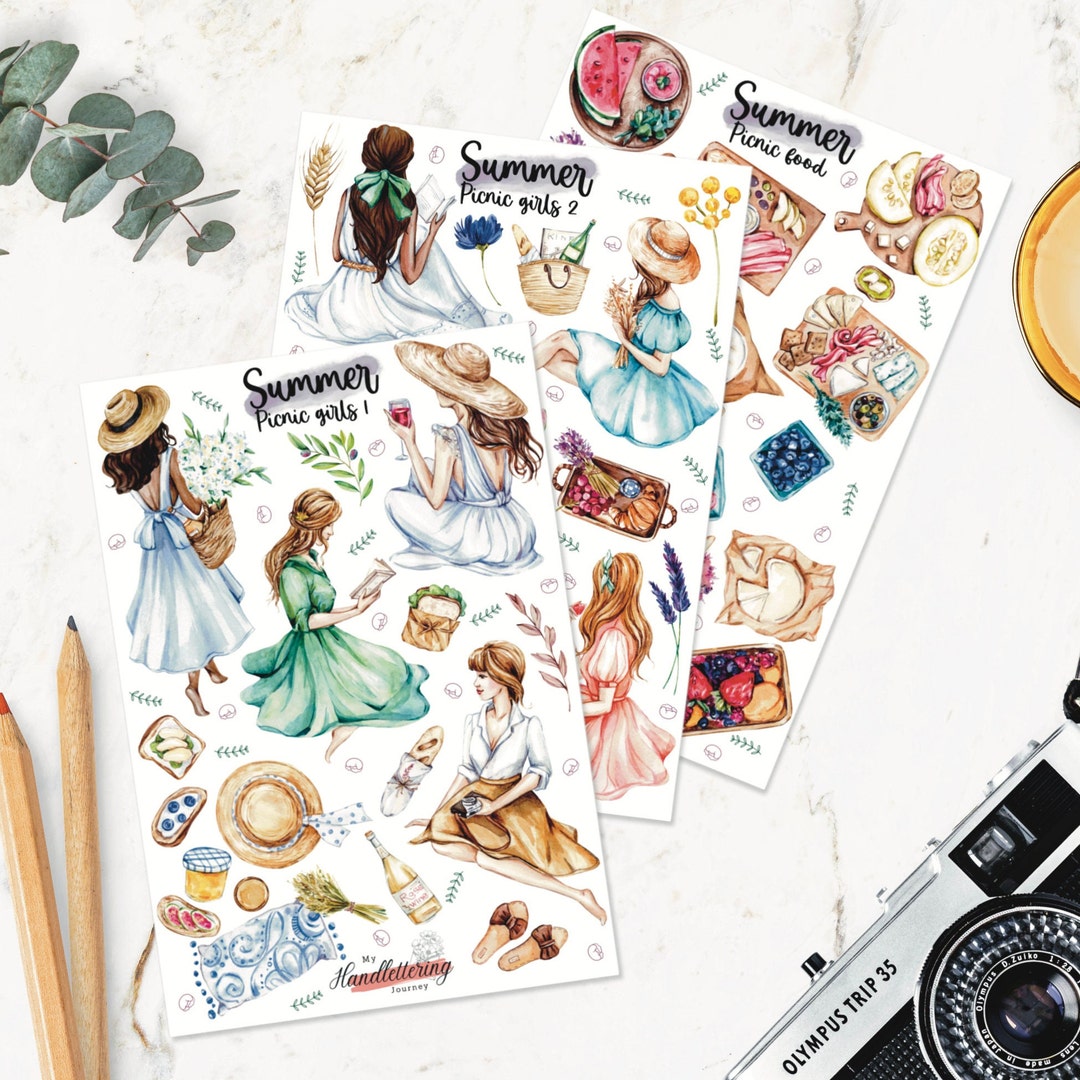 Summer Picnic Girls/ Summer Stickers/ Picnic Stickers/ Girls Sticker ...