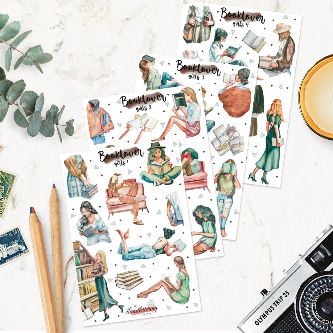 Booklover Girls Stickers/ Book Stickers/ Girl Stickers/ New Year ...