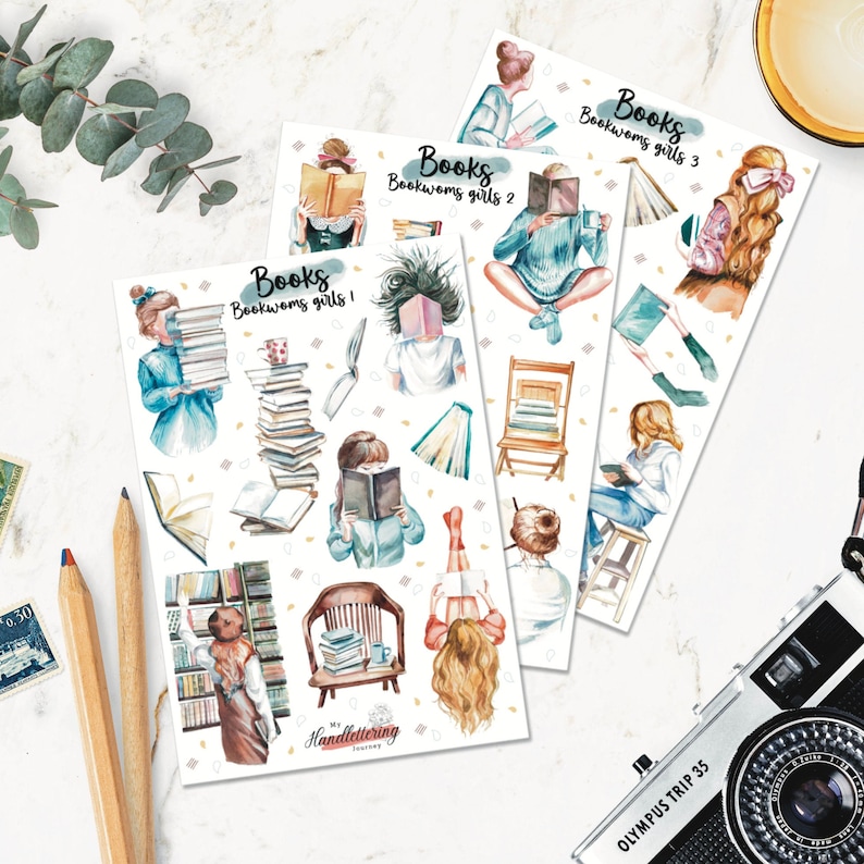 Book Girls Stickers/ Book Stickers/ Girl Stickers/ Bullet - Etsy