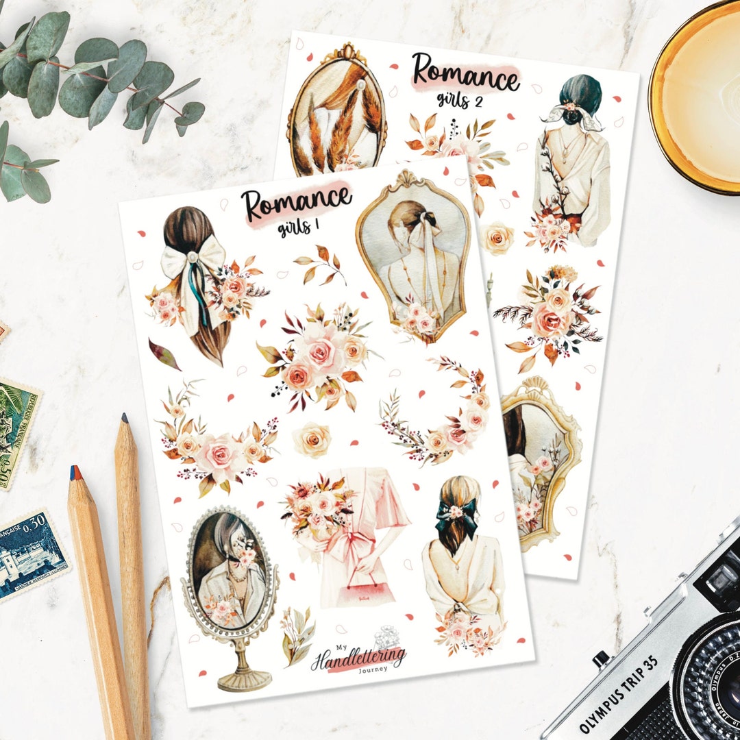 Romance Girl Stickers/ Girl Stickers/ Victorian Ladies/ Vintage Ladies ...