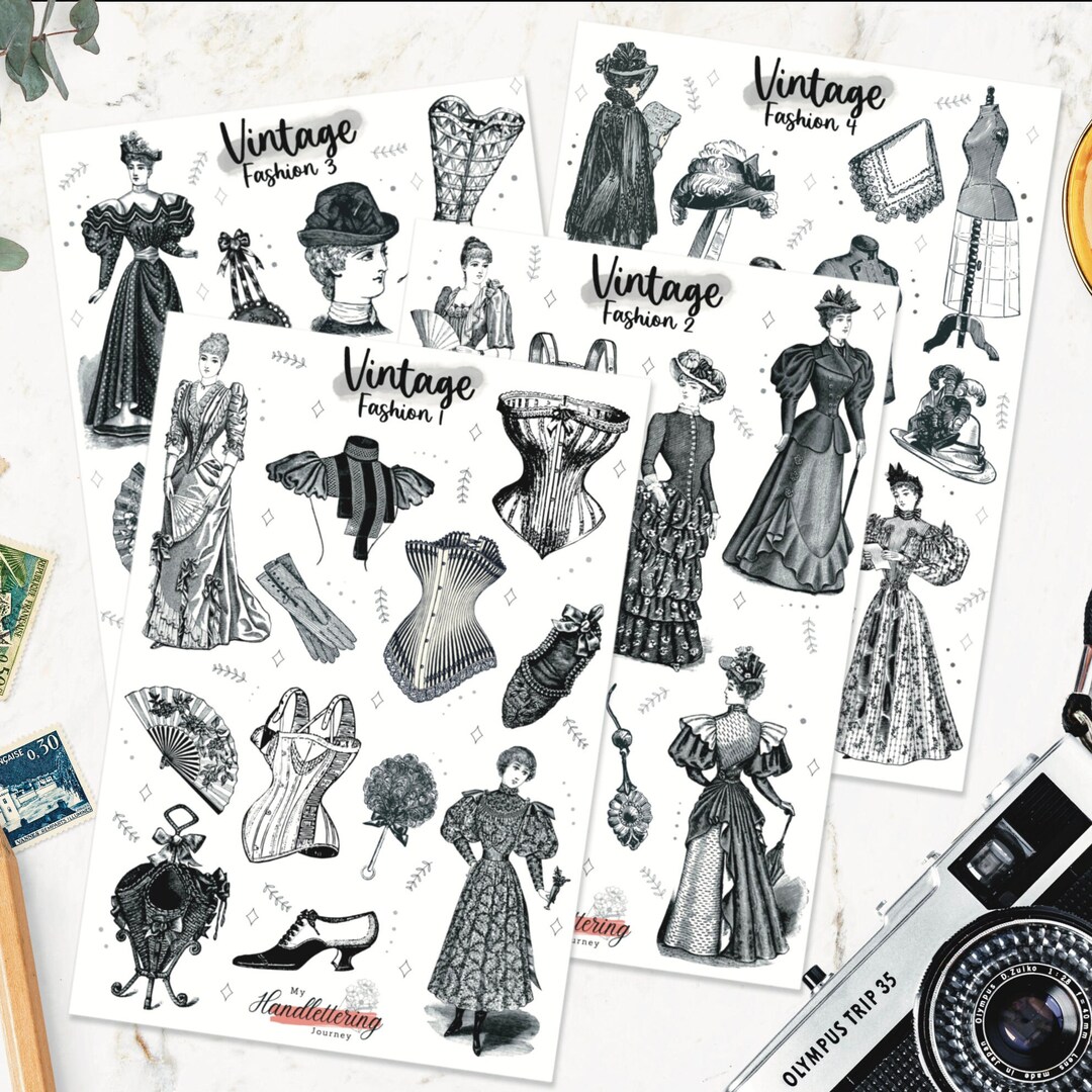 Vintage Ladies Stickers/ Victorian Ladies Stickers/ Fashion Stickers ...