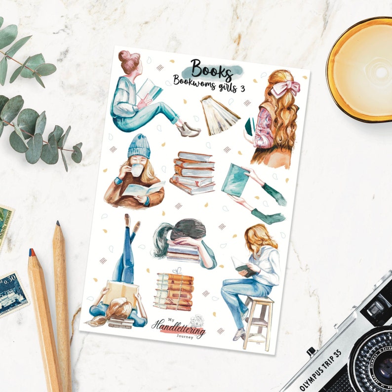 Book Girls Stickers/ Book Stickers/ Girl Stickers/ Bullet - Etsy