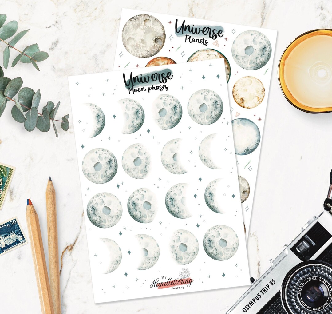 Moon Phases/ Moon Stickers/ Planet Stickers/ Universe Stickers/ Galaxy ...