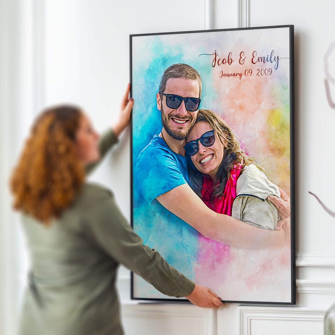 Custom Watercolor Portrait Painting From Photo Custom Framed Portrait ...