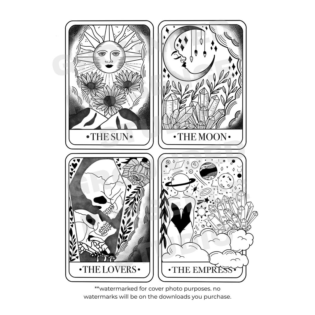 Tarot Card Bundle, 4 Files — Digital Download, Transparent Background ...