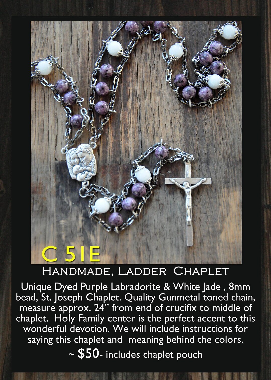 St. Joseph Chaplet, Ladder Chaplet, Dyed Labradorite and Jade Beads - Etsy